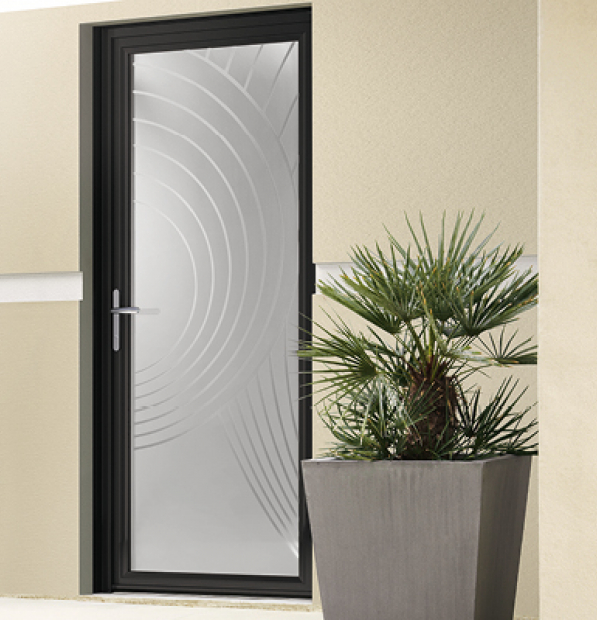 Porte d'entrée vitrée en aluminium sur mesure - K•LINE
