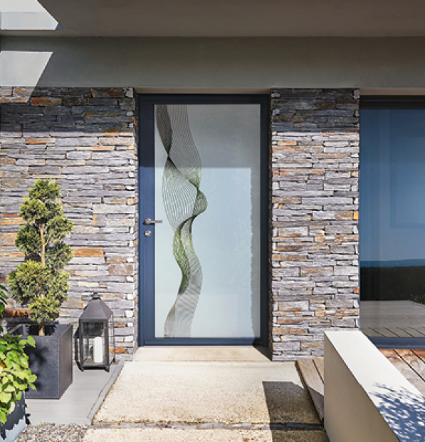 Porte d'entrée vitrée en aluminium sur mesure - K•LINE